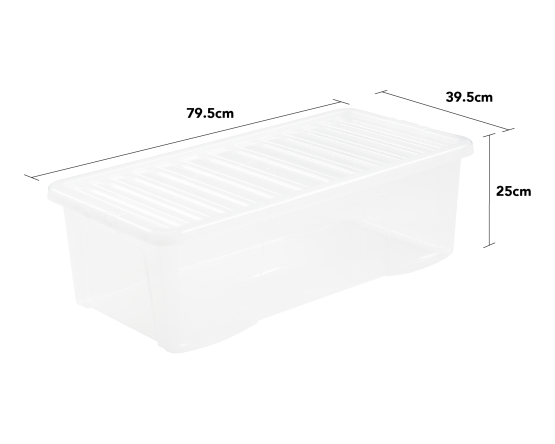 4L to 110L Clear Plastic Storage Box Lid Stackable Container Home ...