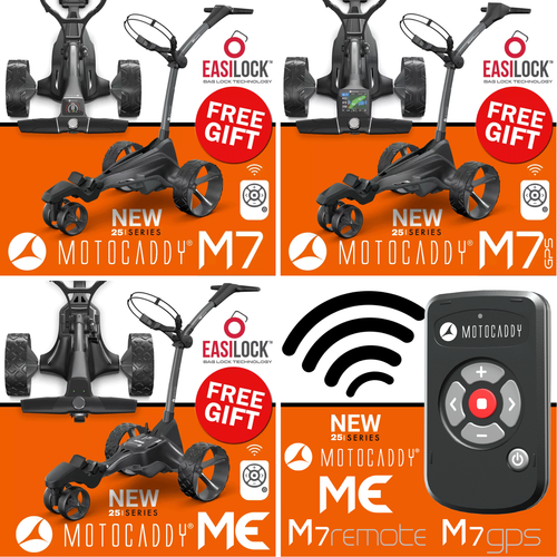 NEW 2025 MOTOCADDY REMOTE CONTROL ELECTRIC GOLF TROLLEY RANGE - ME, M7 ...