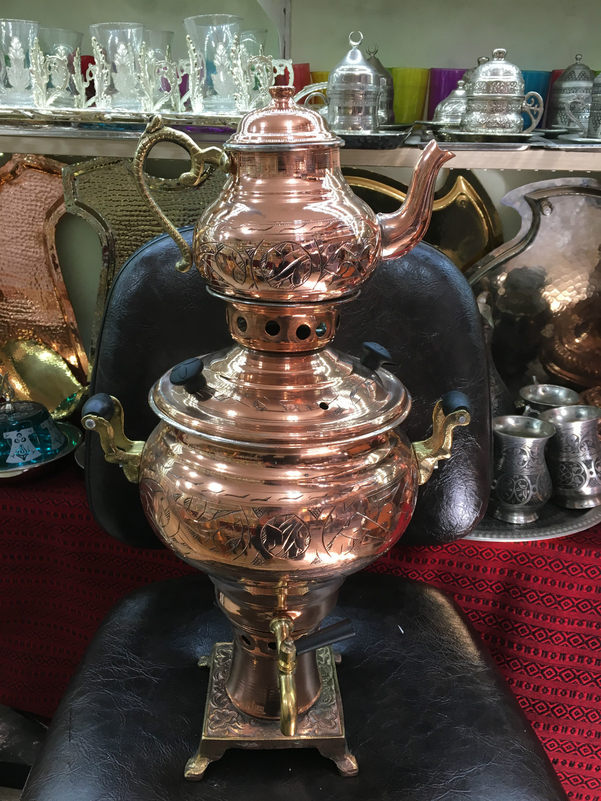 Authentic Turkish Handmade Handcrafted Copper Charcoal Samovar Semaver ...