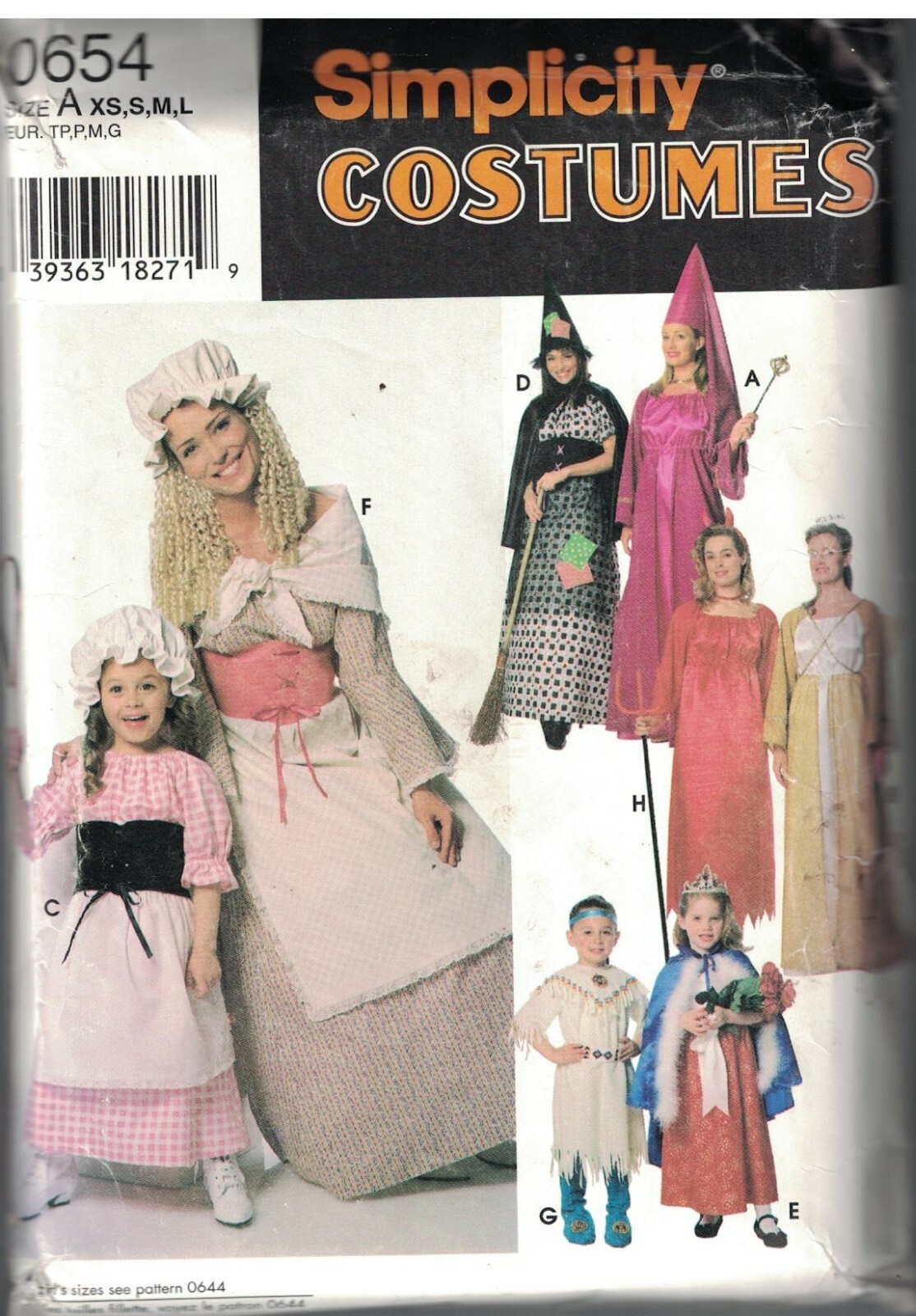 0654 Vintage Simplicity Sewing Pattern Misses Costumes Witch Pioneer ...