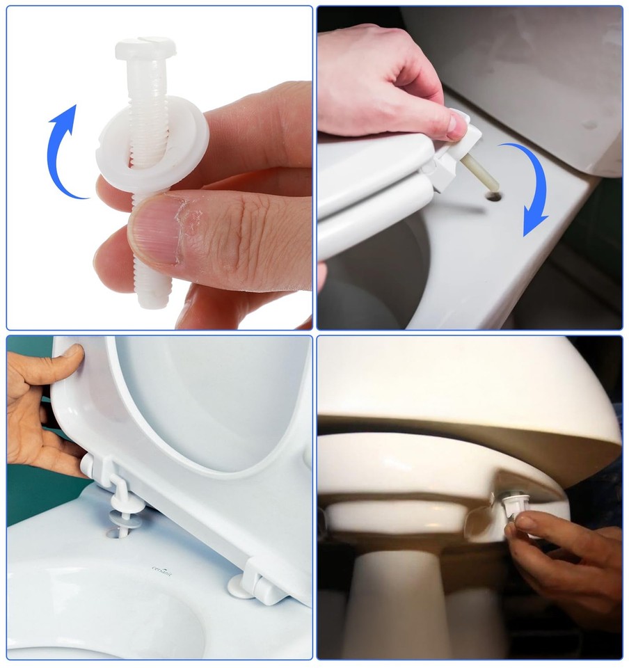 4 Sets Toilet Seat Screws with Plastic Bolts Nuts and Washers ...