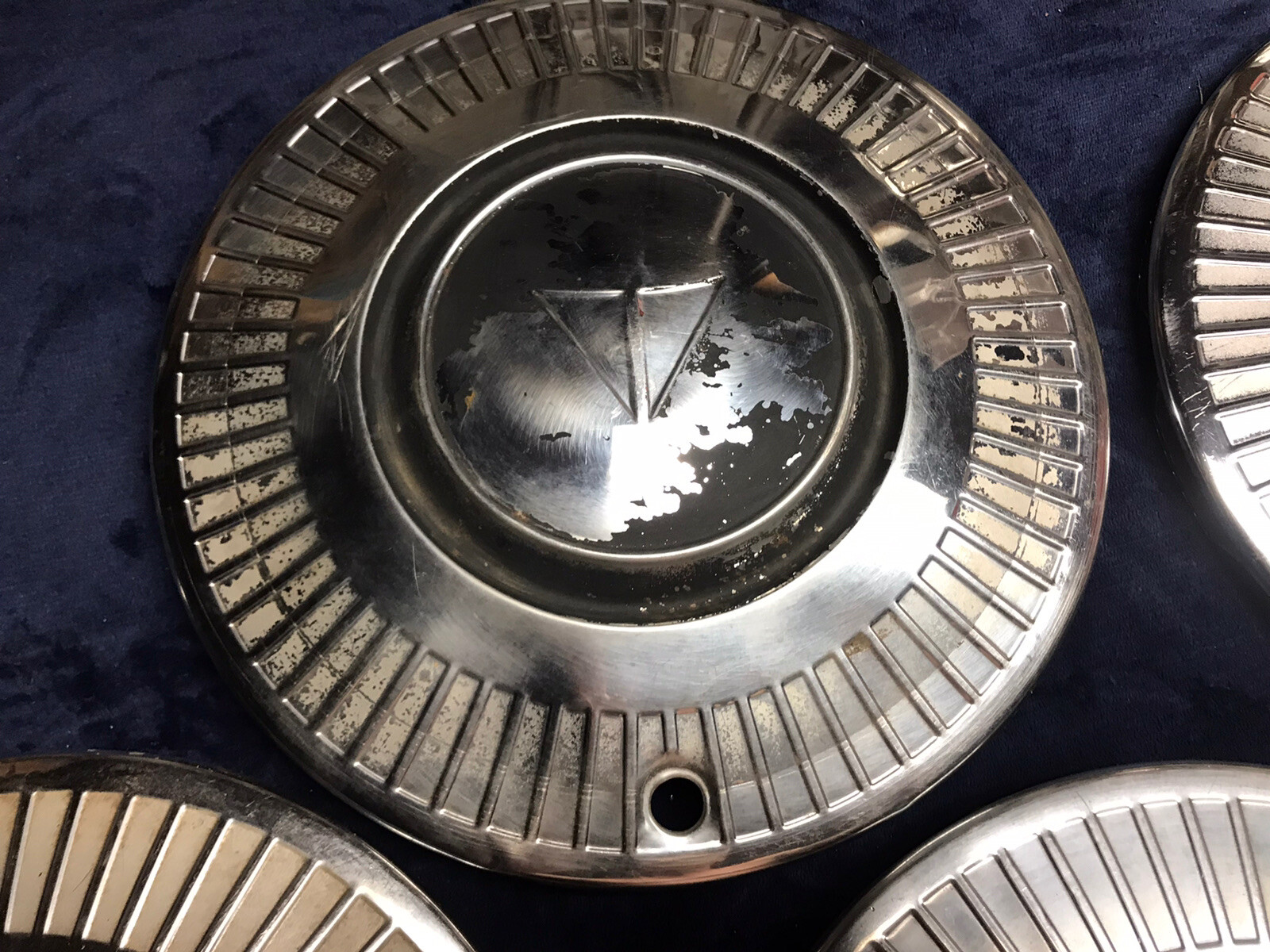 Set Of Four Plymouth Valiant 13" hubcaps 1980 1963 1964 A Worthy Set ...