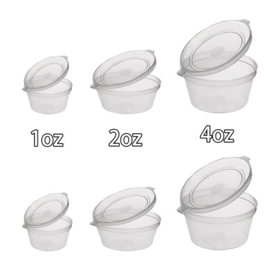 1oz 2oz 4oz Clear Plastic Containers Tubs with Attached Lids Food Safe ...