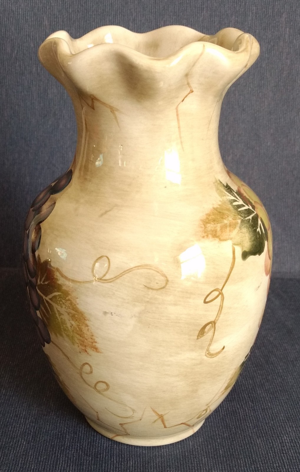 Tabletops Unlimited ~ “Cabernet” ~ 7¾" POTTERY VASE with Hand Painted ...