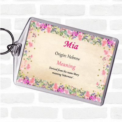 Mia Name Meaning Bag Tag Keychain Keyring Floral | eBay UK