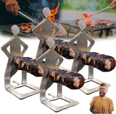 Stainless Steel BBQ Sausage Holder Portable Barbecue Hot Dog Grill ...