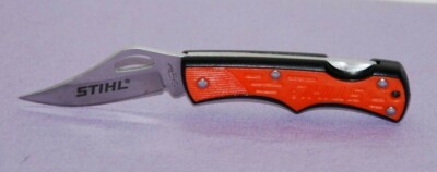 VTG Stihl Stone River Single Plain Blade Lockback Orange Pocket Knife ...