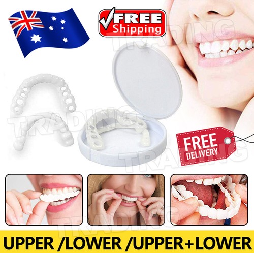 Snap On Bottom Upper+Lower False Teeth Dental Veneers Dentures Fake ...