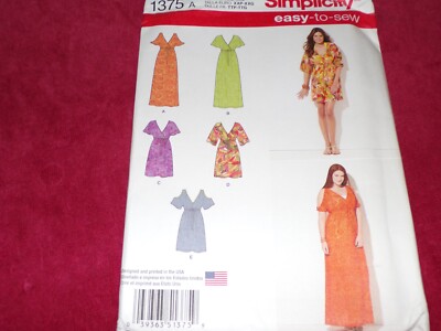 🌹SIMPLICITY #1375 - LADIES (5 STYLE-2 LENGTH) SUMMER DRESS PATTERN XXS ...