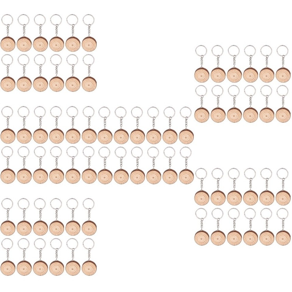 12 Pcs Wooden Key Chain Hand Drawing Keychains Creative Key Pendants ...