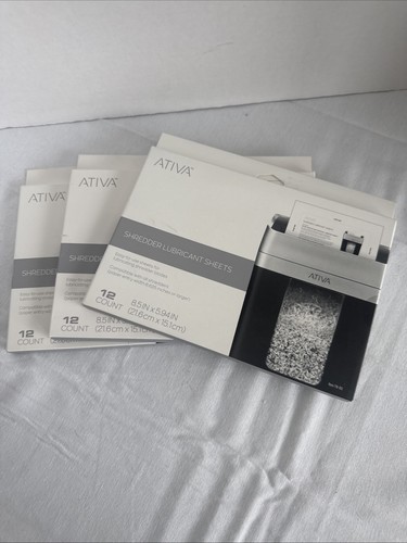 Ativa Paper Shredder Lubricant Sheets 3 Packs of 12 Sheets 8.58x5.94 in ...