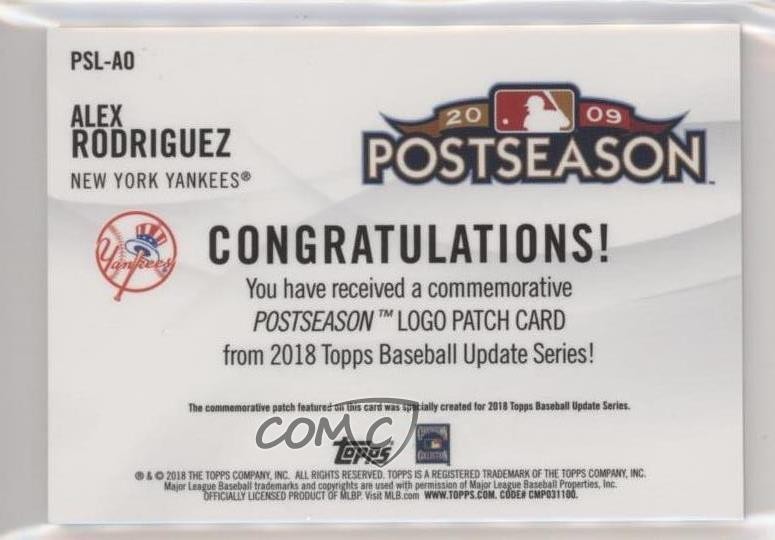 2018 Update MLB Postseason Logo Manufactured Blue 4/50 Alex Rodriguez ...