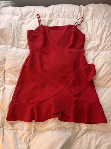 Lulus Red Ruffle Mini Dress Women’s XL NWT Cocktail Party Spaghetti ...