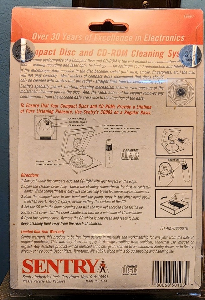 SENTRY RADIAL COMPACT DISC & CD-ROM CLEANING SYSTEM NEW | eBay