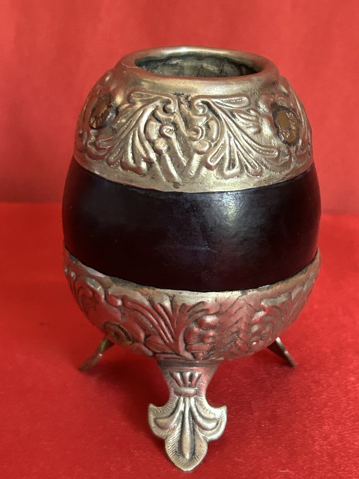 Vintage Yerba Mate Tea Gourd Cup 3.75" Tall Alpaca Silver B7 | eBay