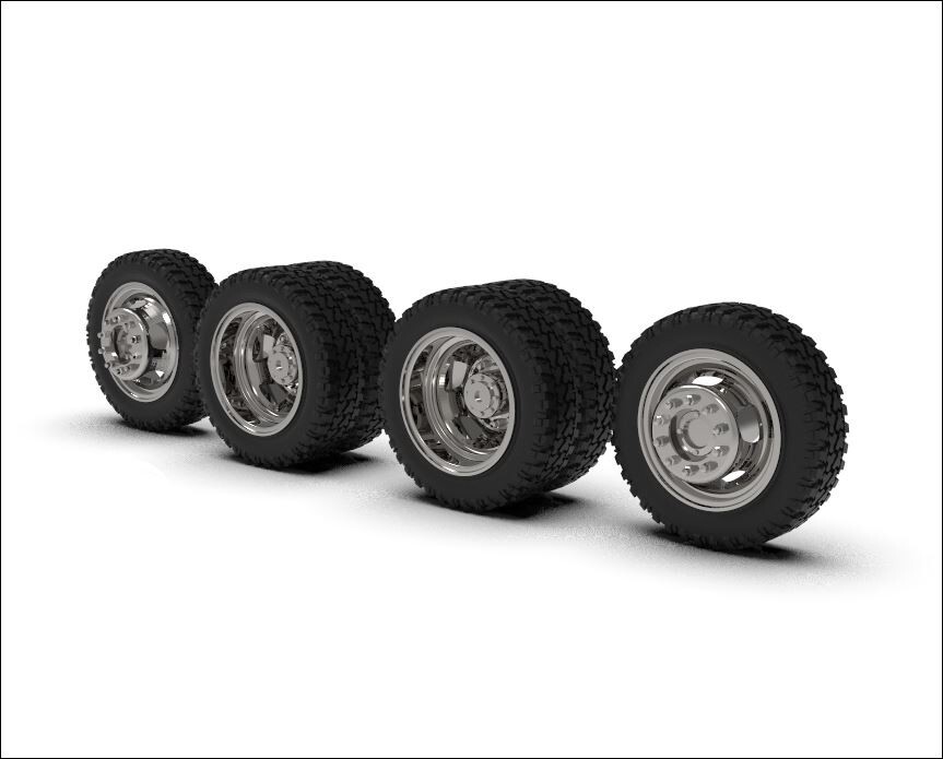 1:64 19.5" Steel Chrome Dually wheel set with Standard Tires | eBay