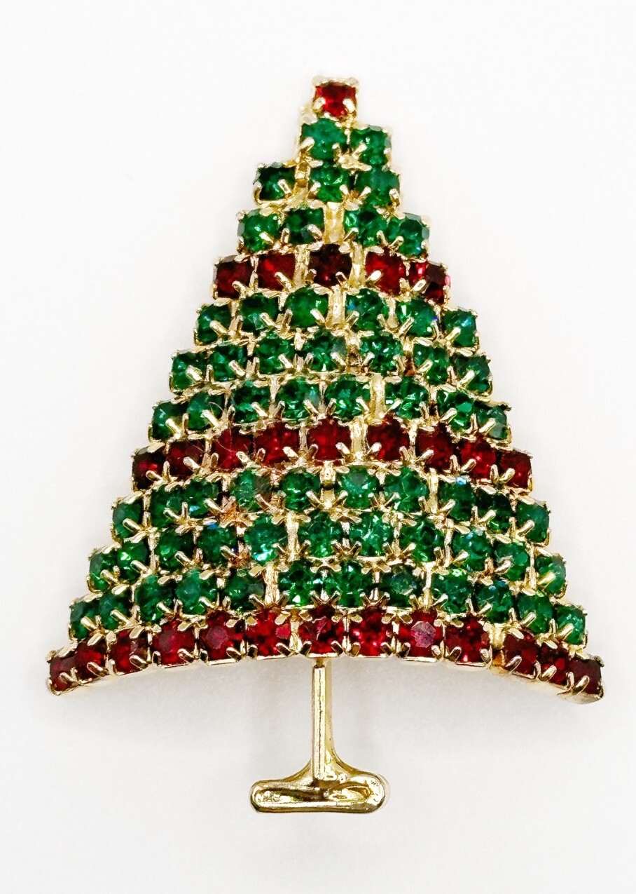 Vintage Emerald Green Garnet Red Rhinestone Christmas… - Gem