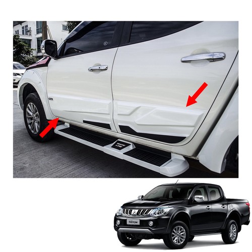 Side Molding Body Cladding Black White 4Pc For Mitsubishi L200 Triton ...