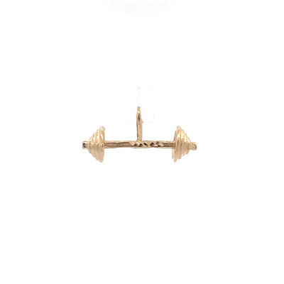 14k Yellow Gold Weight Lifting Barbell Charm Necklace Pendant ~ 1.2g | eBay