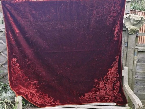 ANTIQUE TABLECLOTH VICTORIAN RUG RED CHENILLE VELVET MOHAIR VINTAGE ...