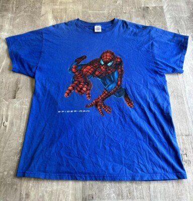 Vintage Spider-Man 2002 Movie Textured Promo Mens XL T-Shirt Sam Raimi ...