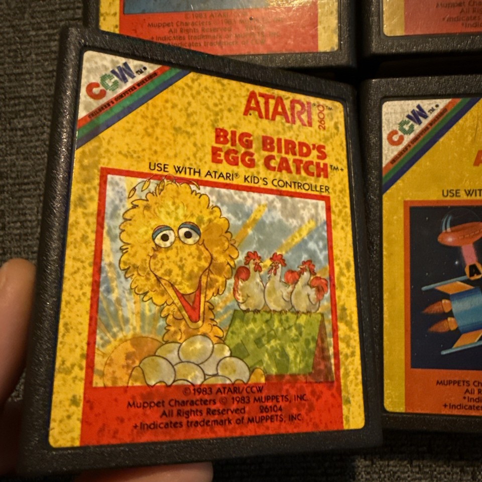 Atari 2600 Sesame Street Alpha Beam Trash Race Egg Catch Cookie Monster ...