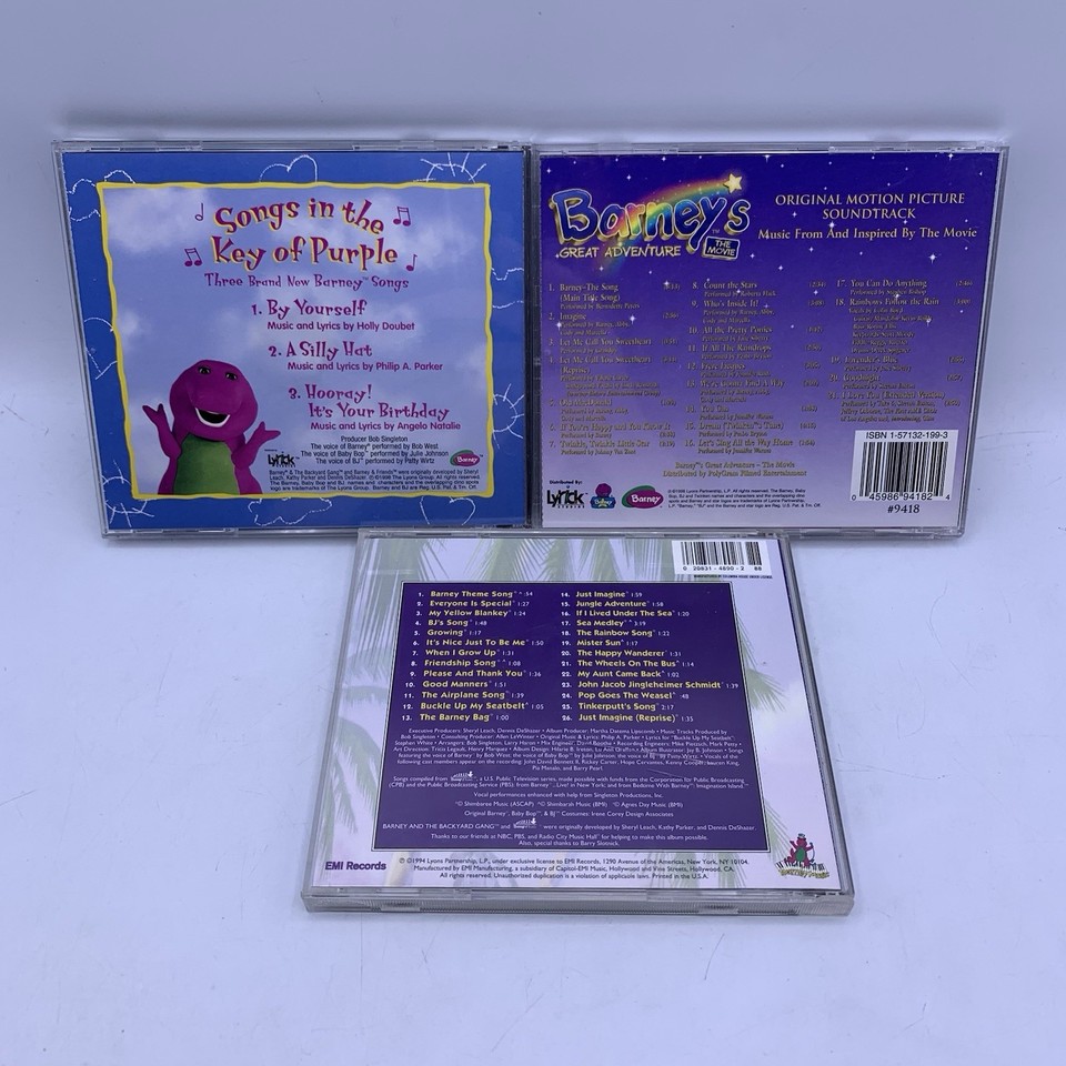 BARNEY 3 CD LOT: Great Adventure Soundtrack, Favorites Vol 2, Songs In ...