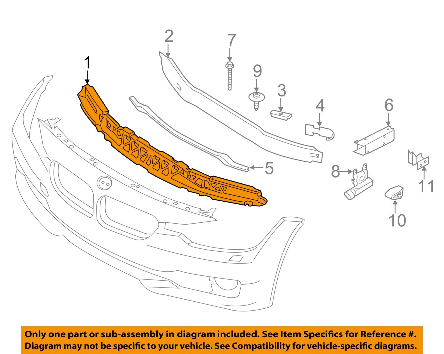 BMW OEM 2015 428i xDrive Gran Coupe Front Bumper Grille-absorber ...