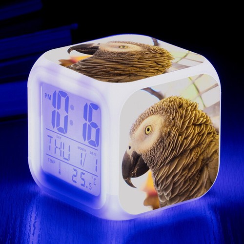 Cute Parrot Colorful LED Glowing Electronic Digital Alarm Clock 3.15 ...