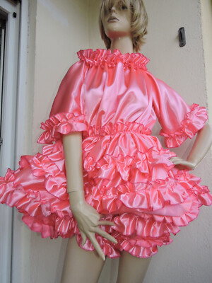 Sissy rosa Satin Princess Nylon Negligee Rüschen Panty XL marilin | eBay