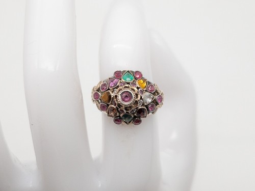 Vintage $3K 3ct Natural Ruby Sapphire 18k Yellow Gold CLUSTER 17mm Band ...