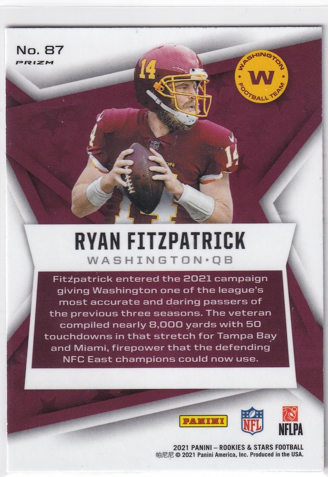 Ryan Fitzpatrick 2021 Panini Rookies & Stars Football Target Pulsar RED ...