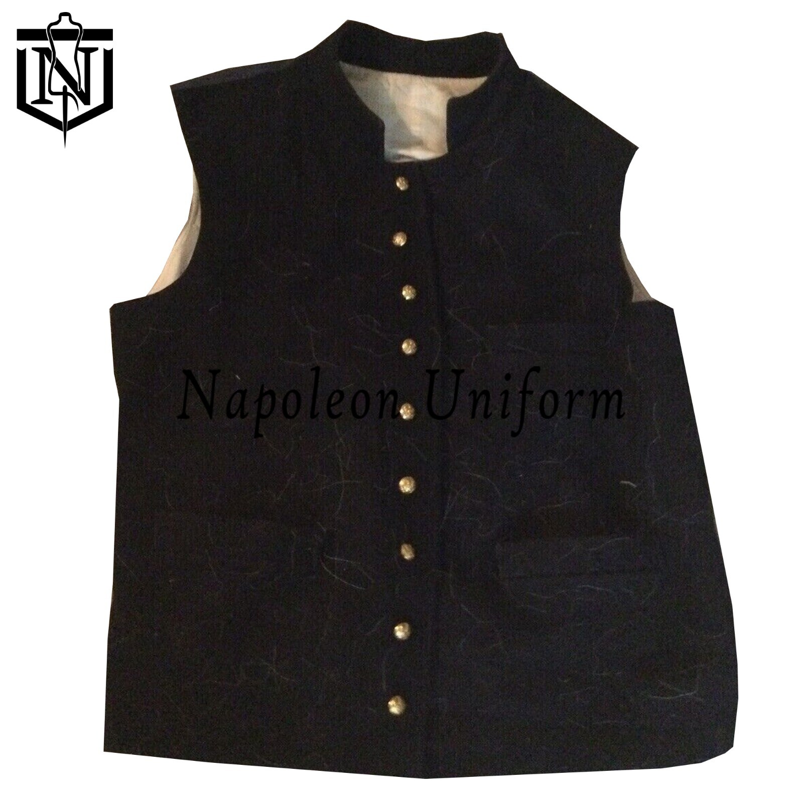 Men's Navy Blue Wool Military British Vest With Gold Braid Medieval ...
