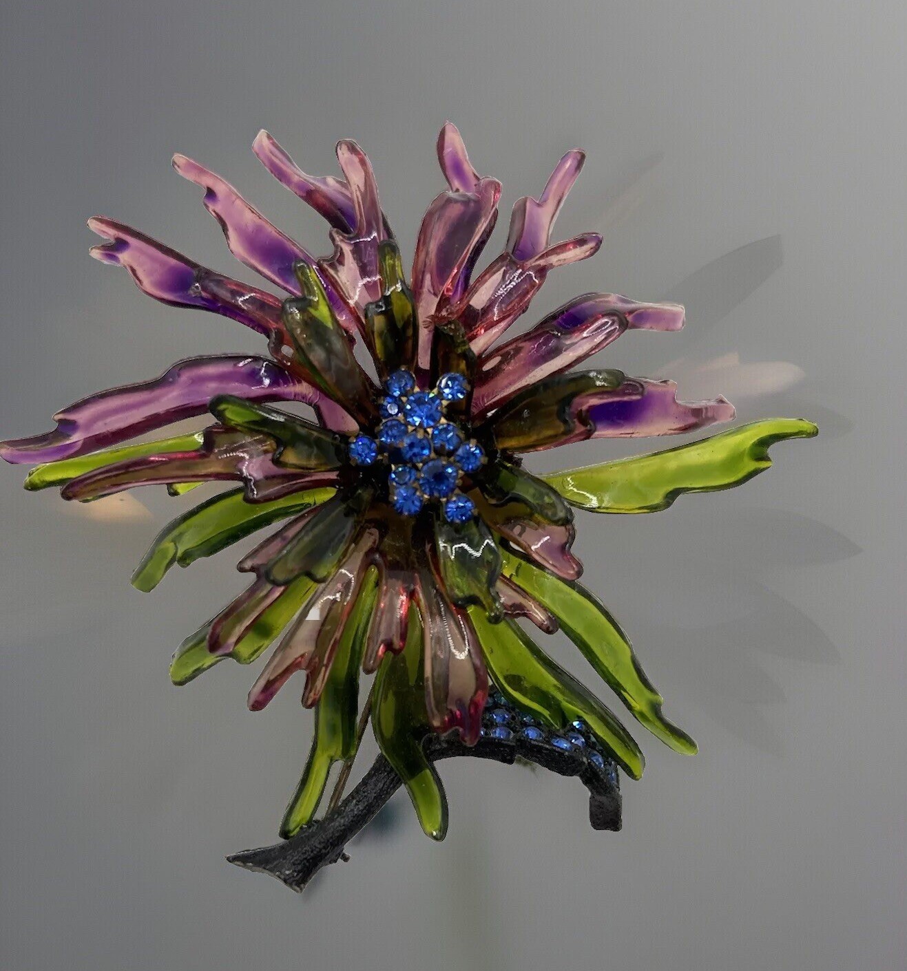 Celluloid Art Flower Multicolor Brooch - Pin Whimsica… - Gem