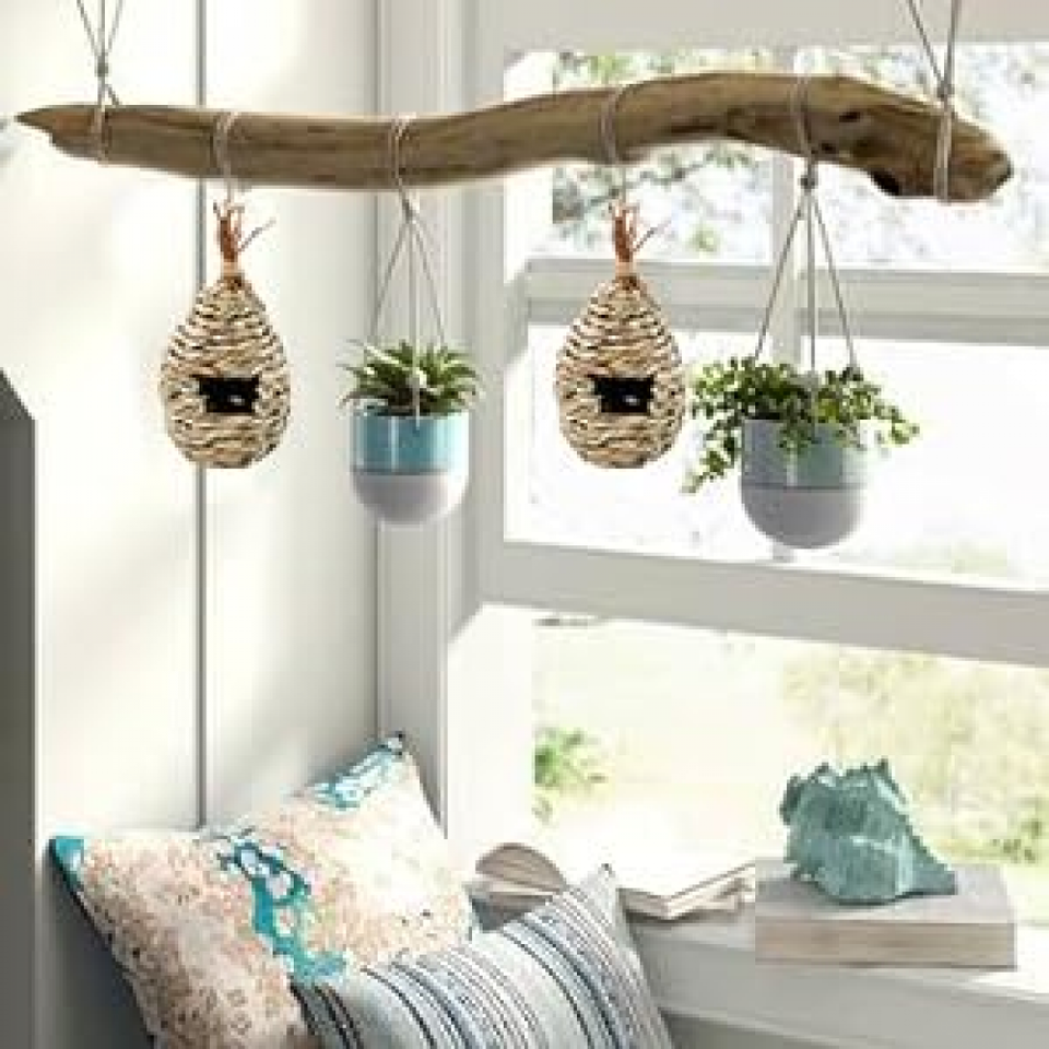3Pack Handwoven Straw Hanging Hummingbird House Grass Bird Nest Bird ...