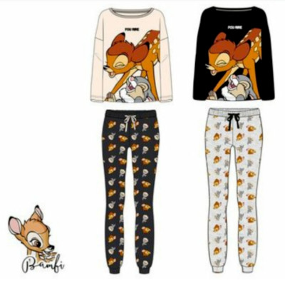 Women Ladies Official Disney Bambi Pyjamas Set Pjs Loungewear Size S-XL ...