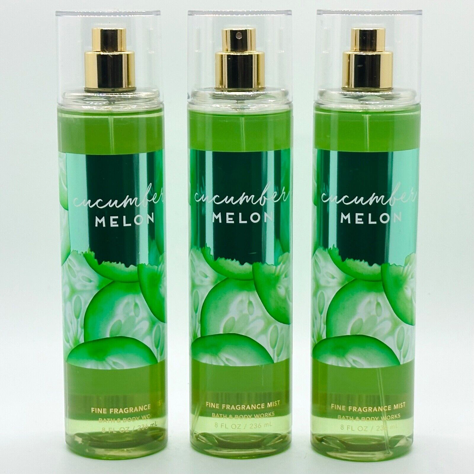 3-Pack Bath & Body Works CUCUMBER MELON Fine Fragrance Mist Spray 8 fl ...