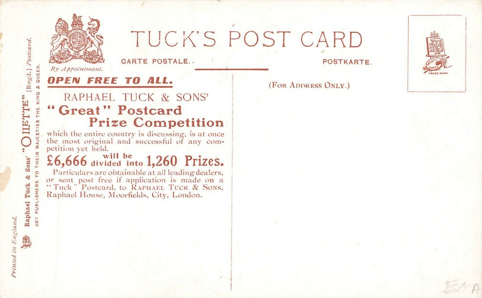 Raphael Tuck "Great Postcard Prize Competition 1260 Number of Prizes ...