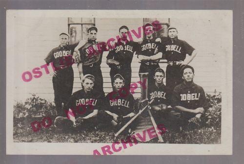 Goodell IOWA RPPC c1910 BASEBALL TEAM POSING Bats Bill Anderson ...