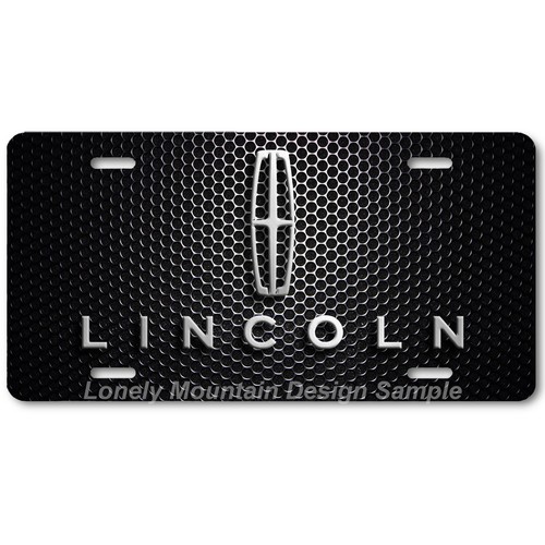 Lincoln Logo Inspired Art on Black Mesh FLAT Aluminum Novelty License ...