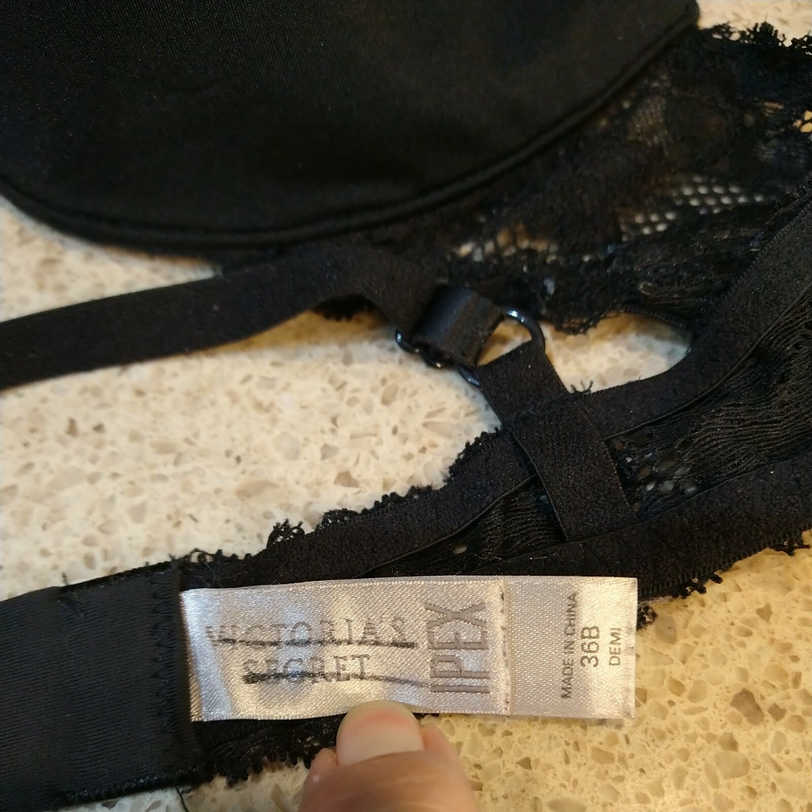 Victoria's Secret Black IPEX Demi Bra Size 36B Lacey … - Gem