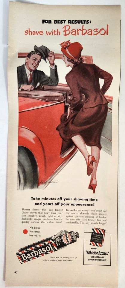 Carl Setter Pinup Girl Barbasol Vintage 1/2 Page 1948 Ad Shaving | eBay
