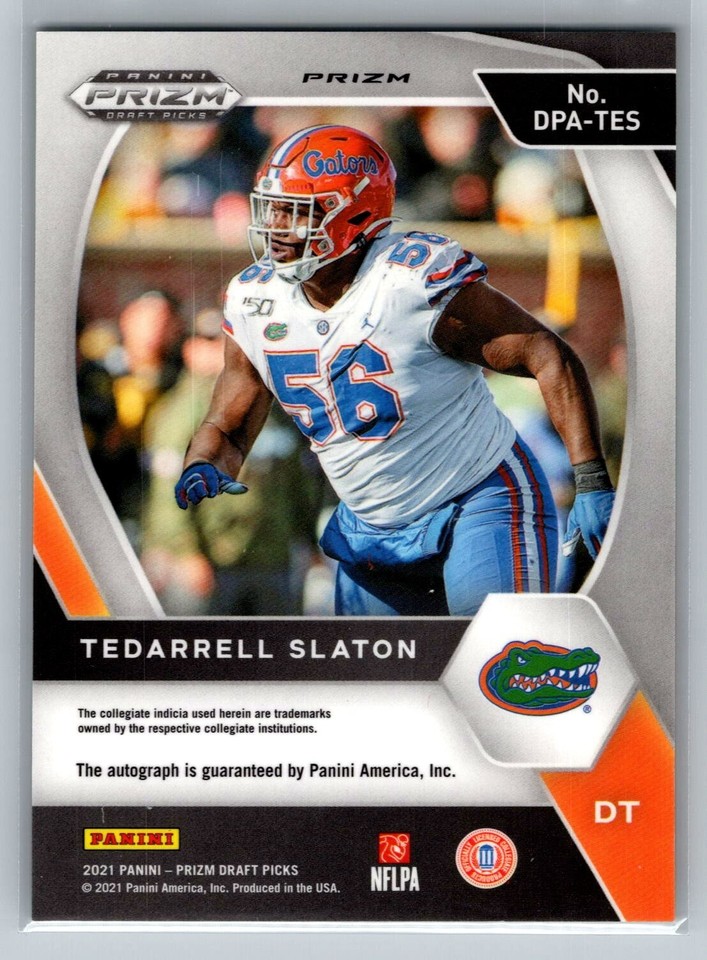 Tedarrell Slaton 2021 Panini Prizm Draft Picks Green Prizm Auto Florida ...
