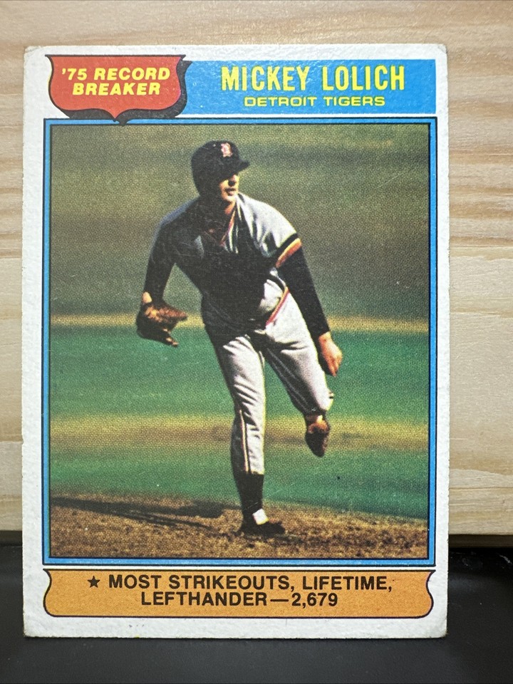 1976 Topps Mickey Lolich # 3 Detroit Tigers Strikeout Record Baseball ...