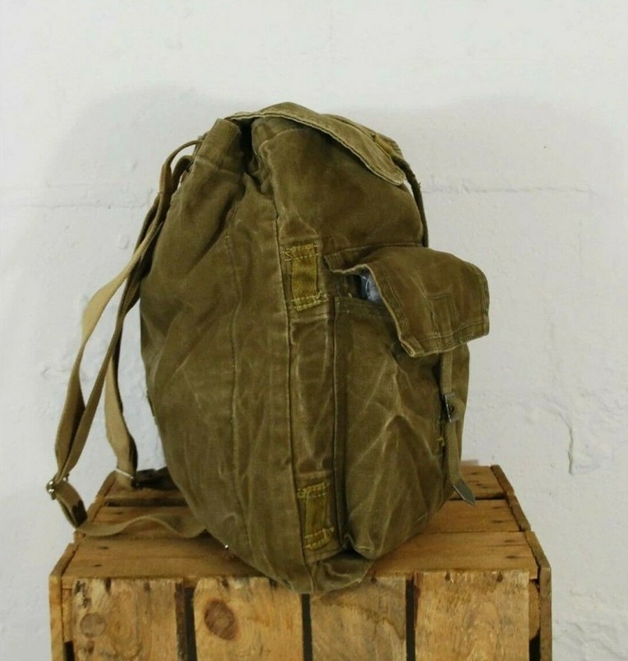Rare 60s Army Rucksacks - Brown Cotton Canvas - Czech Vintage - Large ...