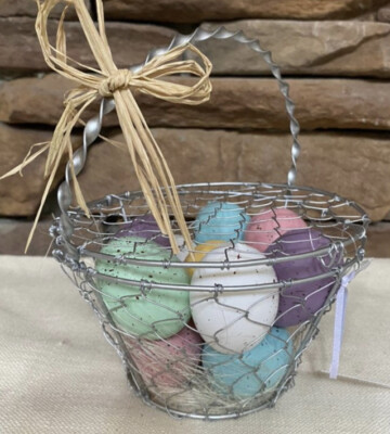 Martha Stewart Easter Spring Decorative Easter Eggs Set Wire Basket ...