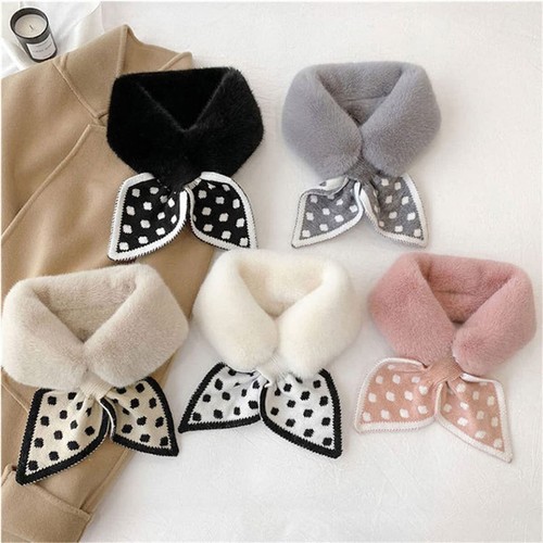 All-match Thick Plush Scarf,Fluffy Faux Fur Collar Rabbit Ears Plush ...