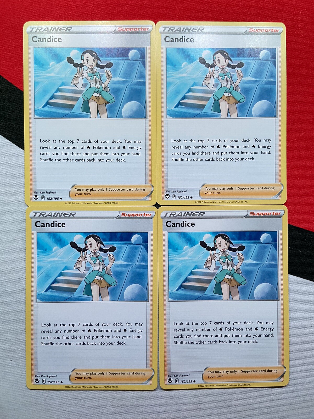 Candice Trainer Supporter 152/195 Silver Tempest x4 Pokemon Playset 4x ...