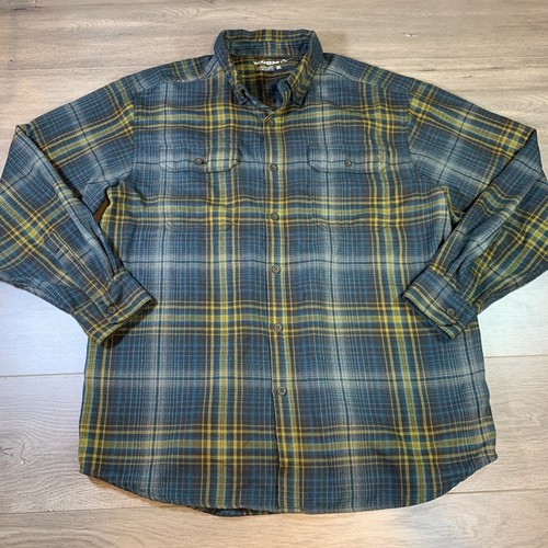 Wolverine Flannel Button Down Shirt Men’s XL Blue Green Plaid Long ...