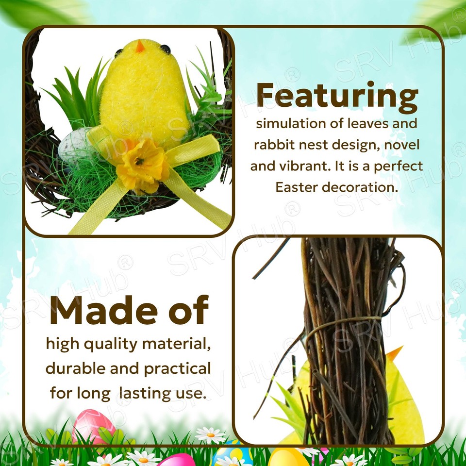 Miniature Nests Hen Chenille Chick in Basket Easter Wreath Hanging ...